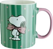 PEANUTS Hrnek Snoopy s mašlí 380 ml - zelená/růžová