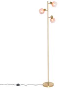 Chytrá stojací lampa zlatá s růžovým sklem 3-světla vč. 3 Wifi P45 - Vidro