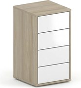 Kancelářský přístavný kontejner FUTURE, 4 zásuvky, 400 x 400 x 710 mm, bílá/dub přírodní