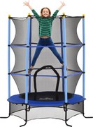 HOMCOM Dětská trampolína Ø163 cm, trampolína se síťkou, krytem okrajů, zahradní trampolína pro děti 3-10 let, max. nosnost 50 kg, modrá | Aosom