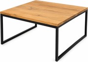 Vystavený konferenční stolek ALEXIS 80 × 80 cm – dubový masiv s kovovou podnoží