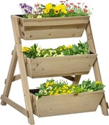 Outsunny 3-vrstva dřevěná vertikální sadba s netkanou textilií a odvodňovacími otvory, městská zahrada pro květináče a rostliny 71x61x77 cm přírodní |