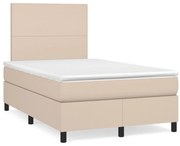 Box spring postel matrace a LED cappuccino 120x190cm umělá kůže