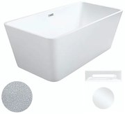 Besco Akrylátová volně stojící vana Evita Glam S 160x80 Barva: Bílá/stříbrná, Rozměry (cm): 160x80, Typ a barva výpustě: Click-Clack s přepadem, bílá