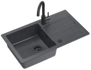 Černý kuchyňský granitový dřez QUADRON GO- MAX + CELOČERNÁ BATERIE TQ7744GMBLM
