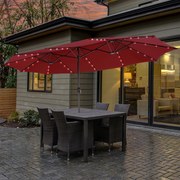 Costway 470 cm velký dvojitý deštník na terasu s 48 solárními LED světly