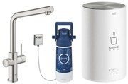 Grohe Red - Dřezová baterie Duo s ohřevem vody a filtrací, zásobník M, supersteel 30327DC1
