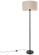 Stojací lampa černá s stínítkem světle hnědým 50 cm - Simplo