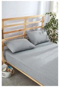 Šedé napínací bavlněné prostěradlo a povlak na polštář v sadě 180x200 cm – Mila Home