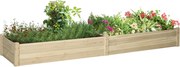 Outsunny Záhon, Zahradní Box s 2 Oblastmi pro Výsadbu, Zeleninový Záhon na Zeleninu a Bylinky do Zahrady, Terasy a Balkonu, Dřevo, Přírodní, 244 x 61,