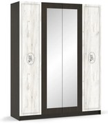 Šatní skříň ATHOS 4D wenge/dub kraft bílá