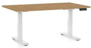 Výškově nastavitelný stůl OfficeTech C, 120 x 80 cm, bílá podnož, dub kamenný