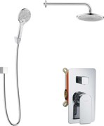 kielle Vega - Sprchový set s baterií pod omítku, pro 2 spotřebiče, s příslušenstvím EcoSpare a tělesem, chrom 20618SP120