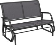 Outsunny Zahradní Houpací Lavice pro 2 Osoby s Houpacím Mechanismem, Vyrobená z Kovové Konstrukce, Nosnost až 200 kg, Zahradní Nábytek pro Zahradu, T…