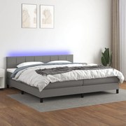 Box spring postel s matrací a LED tmavě šedá 200x200 cm textil 3133182