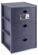 STEFANPLAST Úložný plastový regál Elegance, 3 zásuvky, modrý