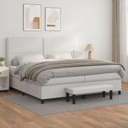 Box spring postel s matrací bílá 200x200 cm umělá kůže