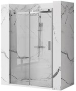 Jednokřídlé posuvné sprchové dveře REA NIXON-2 LEVÉ 120 cm pro instalaci do niky, chrom/transparent - bez vaničky