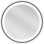 Mexen Esso, kulaté LED podsvícené koupelnové zrcadlo 60 cm, 6000K, topná podložka proti zamlžování, černý rám, 9825-060-060-611-70