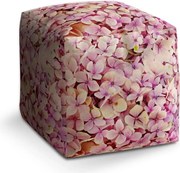 Sablio Taburet Cube Růžové květy - 50x50x50 cm