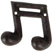 Kovový nástěnný háček na 2 kabáty hudební nota – 10x3x9 cm
