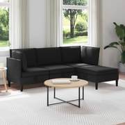 Sada nábytku do obývacího pokoje 4 ks Černá Textil 3413810