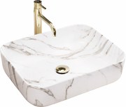 Rea Demi, keramické umyvadlo na desku 505x395x130 mm, imitace kamene Shiny Aiax, REA-U4100
