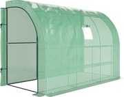 Outsunny skleník s oknem s policemi, zimní skleník z ocelové fólie, nástěnný skleník na balkon, zahrada, rajčatový skleník 300x150x213cm rajčatový sk…