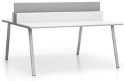 Kancelářský psací stůl DOUBLE LAYERS, s přepážkami, bílá / šedá