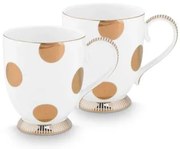 Pip Studio Dot Delight White - Gold sada 2ks hrnků 380ml, bílo-zlatá