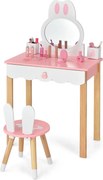 Costway Dětský toaletní stolek s taburetem Princess růžová + – 60 × 34 × 103 cm