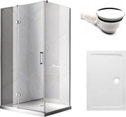 BPS-koupelny Obdélníkový sprchový kout HYD-OK02B 100x80 chrom/transparent + vanička HYD-OSV-ST03A bílá