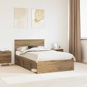 Rám postele Umělecký dub 120 x 200 cm Masivní borové dřevo 3410626