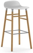 Výprodej Normann Copenhagen designové barové židle Form Barstool Wood (65 cm) - skořepina bílá, podnož přírodní dub
