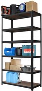 Fistar Regál 220x90x40 cm kovový lakovaný 6-policový, nosnost 1050 kg - ČERNÝ