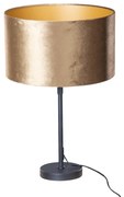 Stolní lampa černá s sametovým stínidlem bronz 35 cm - Parte