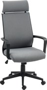 HOMCOM Kancelářská židle, ergonomická stolní židle s opěrkami, opěrkou hlavy, výškově nastavitelná otočná židle s houpací funkcí, počítačová židle s v