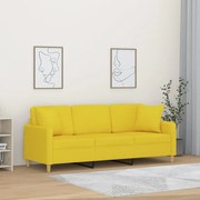 3místná pohovka s polštáři světle žlutá 180 cm textil 3200922