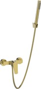 Invena Alonia, nástěnná sprchová baterie s ruční sprchovou soupravou, zlatá matná, INV-BN-70-009-V