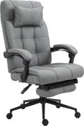 Ergonomická kancelářská židle Vinsetto s funkcí sklonu, opěrkou hlavy, područky a výškově nastavitelným otočným křeslem s podnožkou ve vzhledu lnu, sv