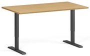 Výškově nastavitelný stůl, 140x80 cm, 1 motor, černá podnož, buk