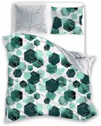 Saténové povlečení 160x200 Milargo Verde 009 zelenošedé geometrické Faro