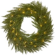 STAR TRADING Svítící vánoční věnec Thuja 45 cm, zelená barva, plast