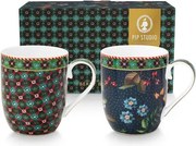 Pip Studio Berry Blues sada 2ks hrnků 180ml, modrá (Sada 2ks hrnků 180ml)