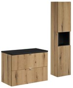 Koupelnová sestava Nova Oak I s deskou a skříňkami 80 cm dub evoke/černá