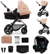 | KINDERKRAFT - Kombinovaný kočárek 3v1 MOOV 2 Sand beige + autosedačka MINK PRO | KSMOOV02BEGEV00