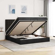Osmanský rám postele s matrací černý 200x200cm textil 3313350