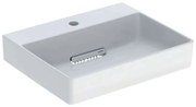Geberit ONE - Umyvadlo na desku 50x41x14 cm, skrytý přepad, s otvorem pro baterii, vodorovný odtok, KeraTect, bílá 505.024.00.1