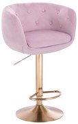 LuxuryForm DESIGN Barová židle MONTANA VELUR na zlaté kulaté podstavě - levandule