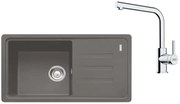 Franke Sety - Kuchyňský set G268ŠK, fragranitový dřez BSG 611-78/39 a baterie FS 3230.031, šedý kámen/chrom 114.0700.761